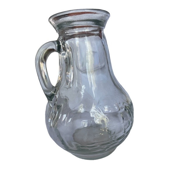 Dining | Vintage Clear Glass Pitcher With Handle Embossed Sail Boat On ...